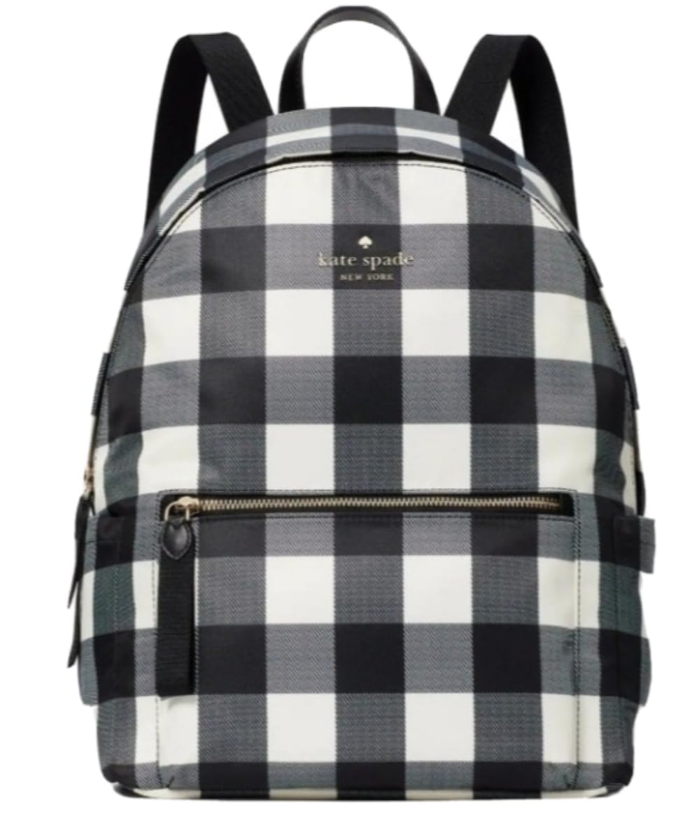 Kate Spade New York Chelsea Large Backpack, Black/White Gingham.