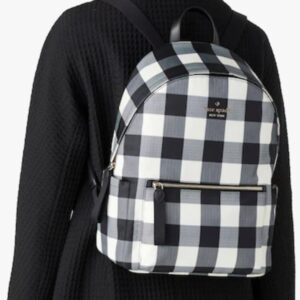 Kate Spade New York Chelsea Large Backpack, Black/White Gingham.