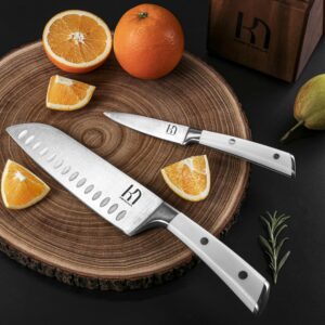 2023 Design KnifeSaga Knife Set, 15 Piece Japanese High Carbon Stainless Steel Knife Sets for Kitchen with Block and Sharpener, Razor Sharp Chef Knives Set with Ergonomic Handle, White