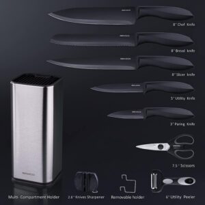 RAXCO 10-in-1 Knife Set -5 Kitchen Knifes,5 Kitchen Gadgets.Perfect for small kitchen,cuchillos para cocina(Black)