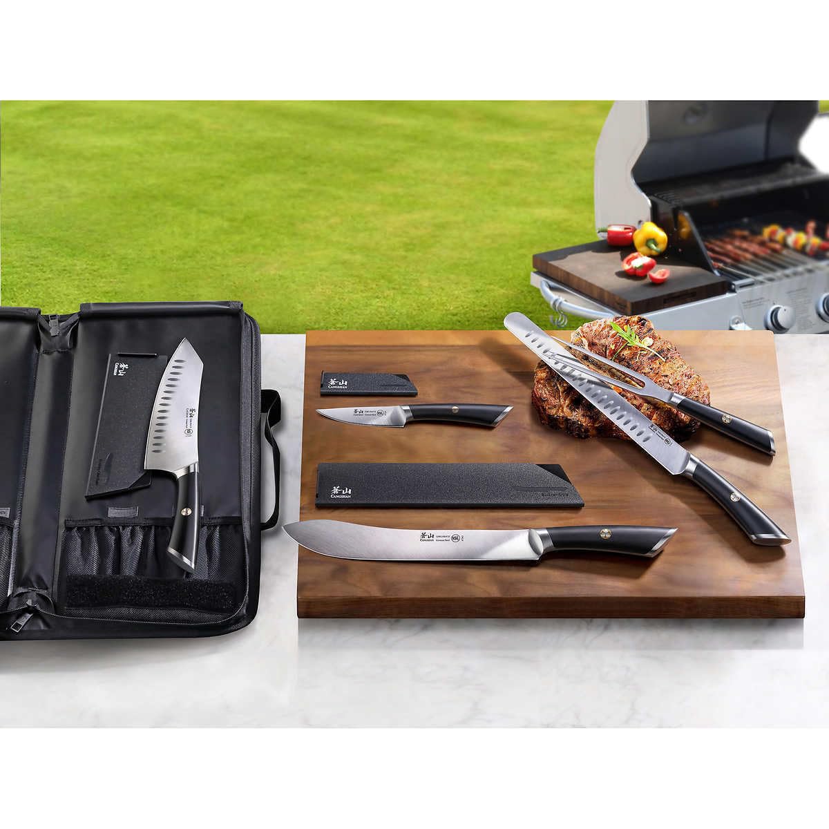 Cangshan S Series German Steel Forged 6-Piece BBQ Knife Set (Black)