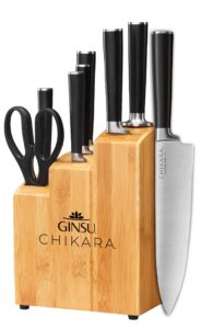 ginsu chikara 8 piece bamboo block knife set, black