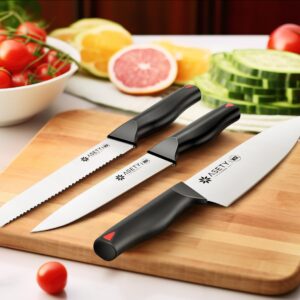 ASETY Knife Set, 15 PCS Kitchen knife Set with Bulti-in Sharpener Block, High Carbon Stainless Steel Knife Block Set, NSF Food Safe, Dishwasher Safe Knife Sets for Kitchen, Black, Gift Box