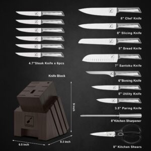 imarku Knife Set,16-Piece Premium Knife Sets for Kitchen with Block,Japanese Stainless Steel Kitchen Knife Set,Knife Block Set with Kitchen Sharpener, Dishwasher Safe (Dark Gray)