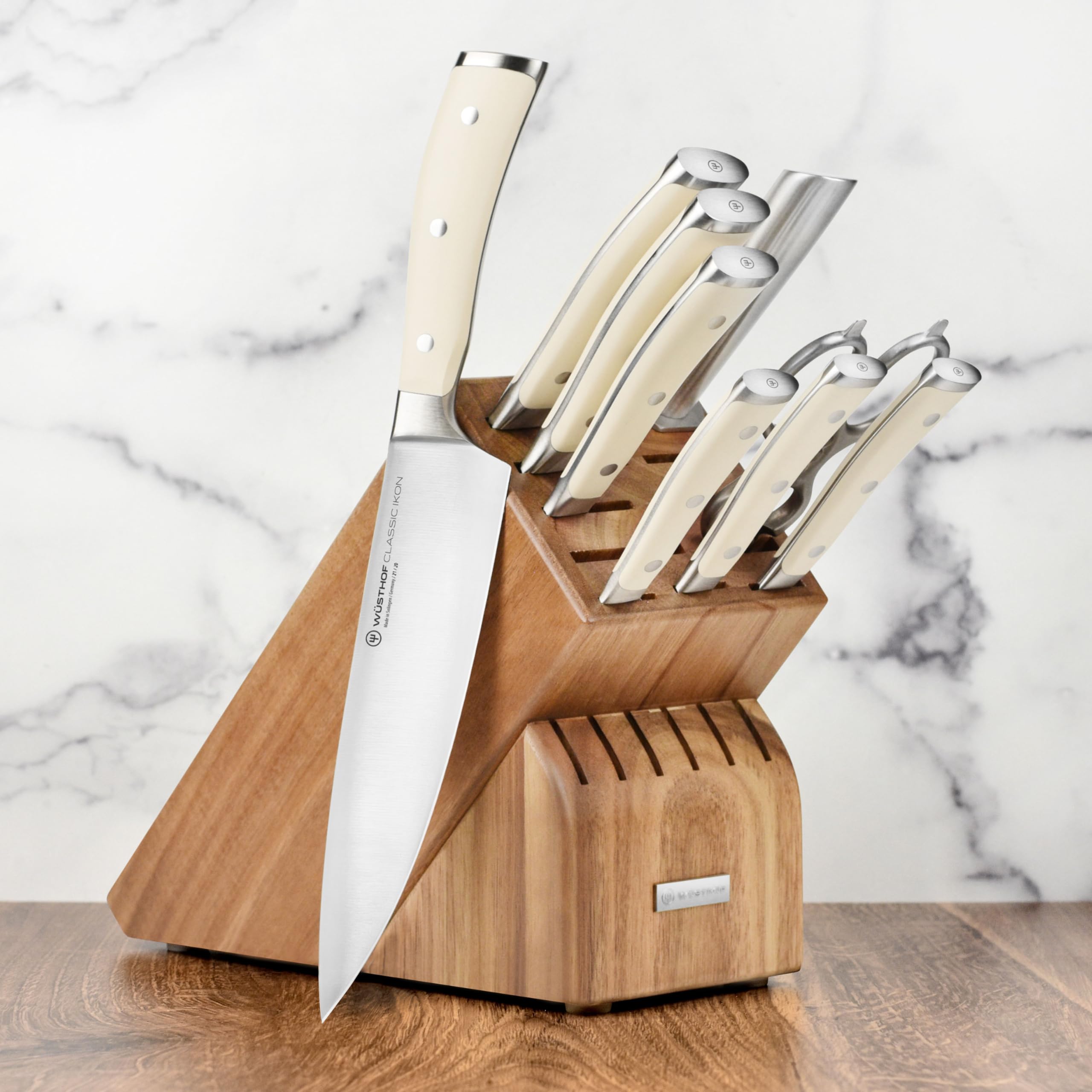 Wusthof Classic Ikon Creme 10 Piece Knife Set with Acacia Block