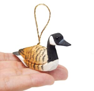 canada goose bird ornament wood hanging figurine holiday decoration handmade carving small animal