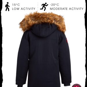 CANADA WEATHER GEAR Boys Winter Coat - Heavyweight Ski Jacket, Fur Trim Hood - Outerwear Parka (8-20), Size 10-12, Black