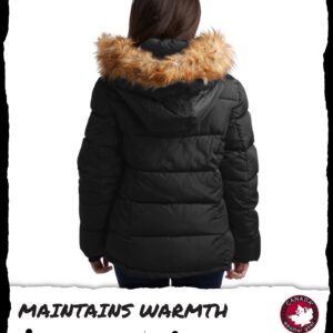 CANADA WEATHER GEAR Women's Winter Coat - Quilted Heavyweight Puffer Parka Coat – Plus Sized Jacket for Women (S-3X), Size Large, Black/Natural