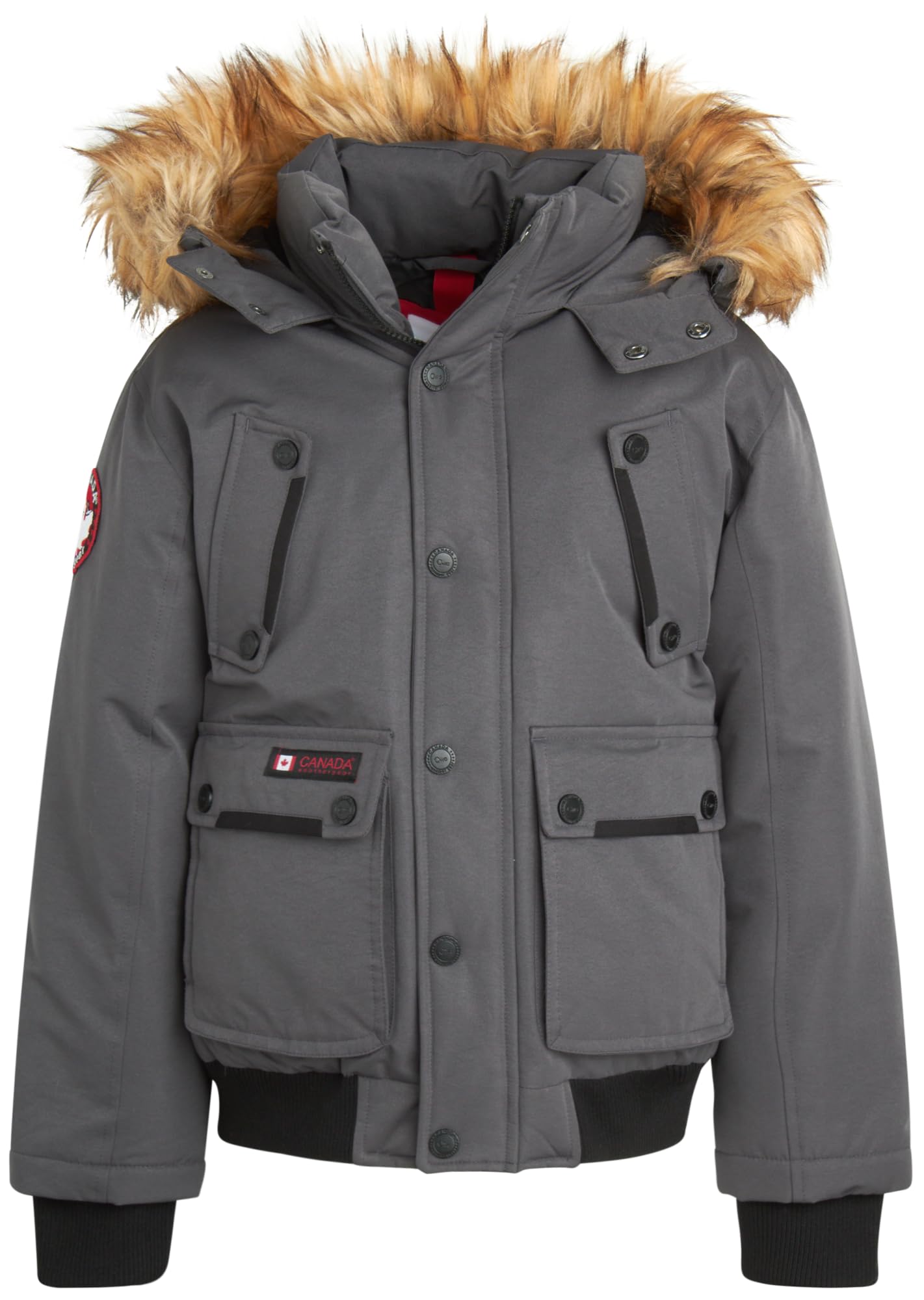 CANADA WEATHER GEAR Boys' Winter Coat – Heavyweight Bomber Parka Ski Jacket (Size: 4-20), Size 8, Coal Grey