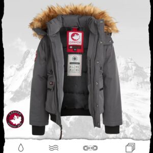 CANADA WEATHER GEAR Boys' Winter Coat – Heavyweight Bomber Parka Ski Jacket (Size: 4-20), Size 8, Coal Grey