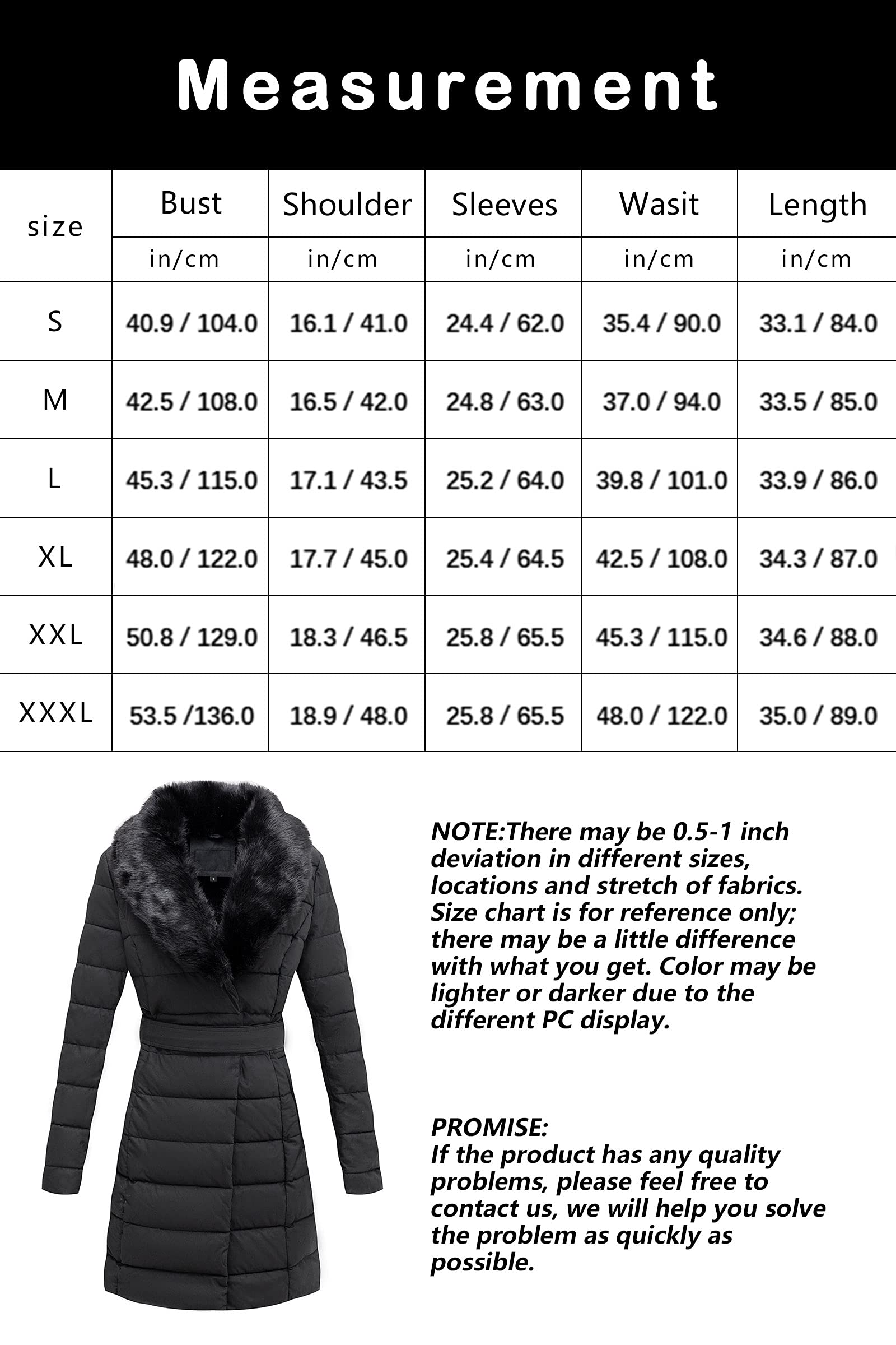 Bellivera Women's Winter Puffer Jacket Cold-resistant patchwork plush lining Coat with Removable Fur Collar Hooded and Belted 5527 BLACK M