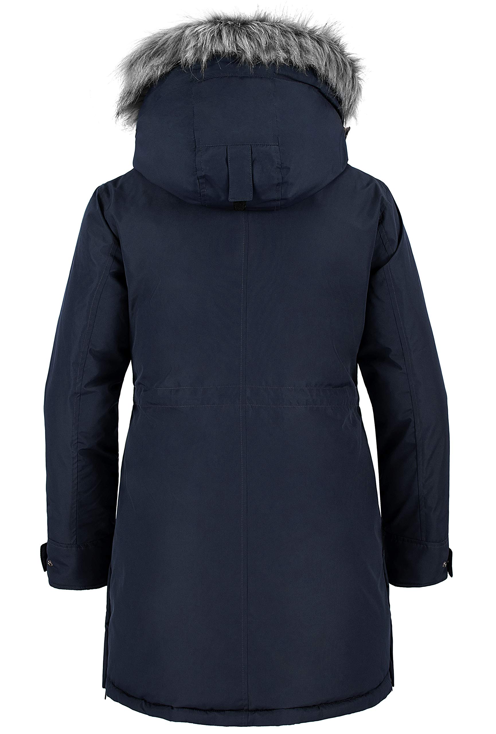 wantdo Women's Winter Hooded Thick Puffer Coat Insulated Long Parka Navy S