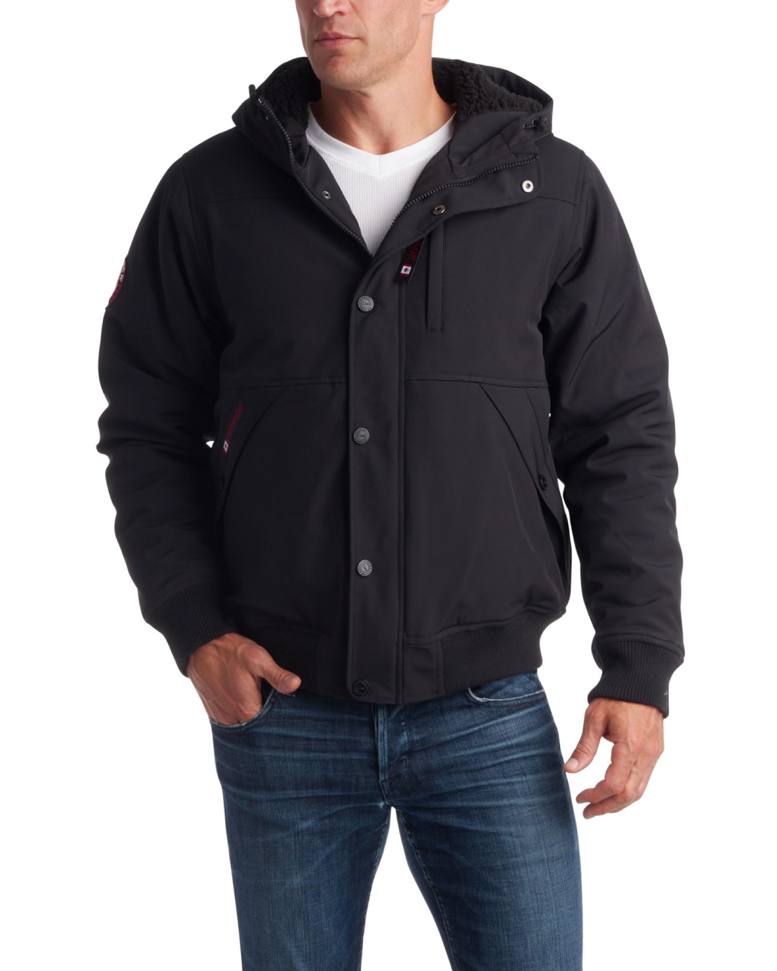 CANADA WEATHER GEAR Men’s Winter Coat - Heavyweight Bomber Jacket with Quilted Lining (M-XXL), Size Large, Black