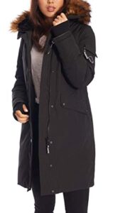 alpine north women's vegan down long parka winter jacket, black, x-small