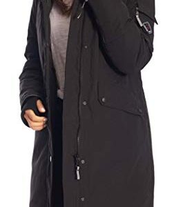 Alpine North Women's Vegan Down Long Parka Winter Jacket, Black, X-Small