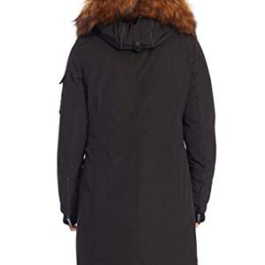 Alpine North Women's Vegan Down Long Parka Winter Jacket, Black, X-Small