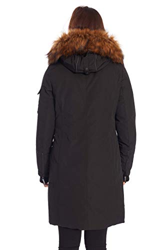 Alpine North Women's Vegan Down Long Parka Winter Jacket, Black, X-Small