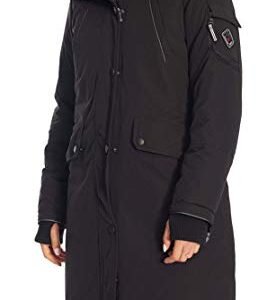 Alpine North Women's Vegan Down Long Parka Winter Jacket, Black, X-Small