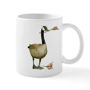 cafepress canada goose with rose mug 11 oz (325 ml) ceramic coffee mug