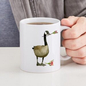 CafePress Canada Goose With Rose Mug 11 oz (325 ml) Ceramic Coffee Mug