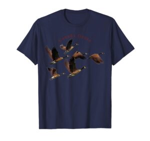 canada geese t-shirt migrating birds flying