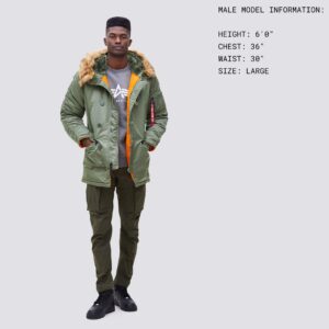 Alpha Industries N-3B Slim Fit Parka - Cold Weather Military Issue Parka - Sage, XL