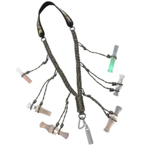 pamase duck call lanyard - duck whistle hunting accessories with 10 removable loops, camo woven goose call carry, outdoor predator gear gift for hunter - without duck call