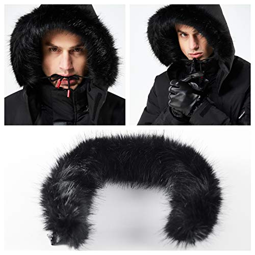 WEEN CHARM Men's Warm Parka Jacket Water Resistant Puffer Jacket Long Winter Coat with Detachable Hood Faux-Fur Trim