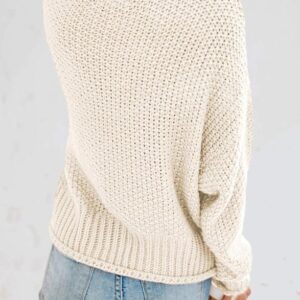 Dokotoo Women's Turtleneck Batwing Long Sleeve Solid Chunky Knit Sweater B Beige