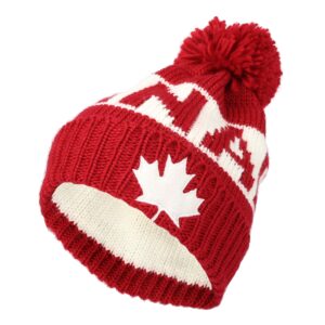 withmoons canada beanie hat toque winter pom knit beanies for men women jzp0027 (red)