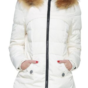 Orolay Women's Down Jacket with Faux Fur Trim Hood Beige L