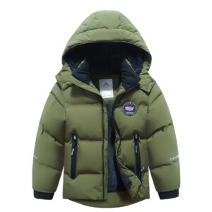 moerdeng kids boy's winter coat waterproof fleece lined thick down coats puffy cotton jackets with hood