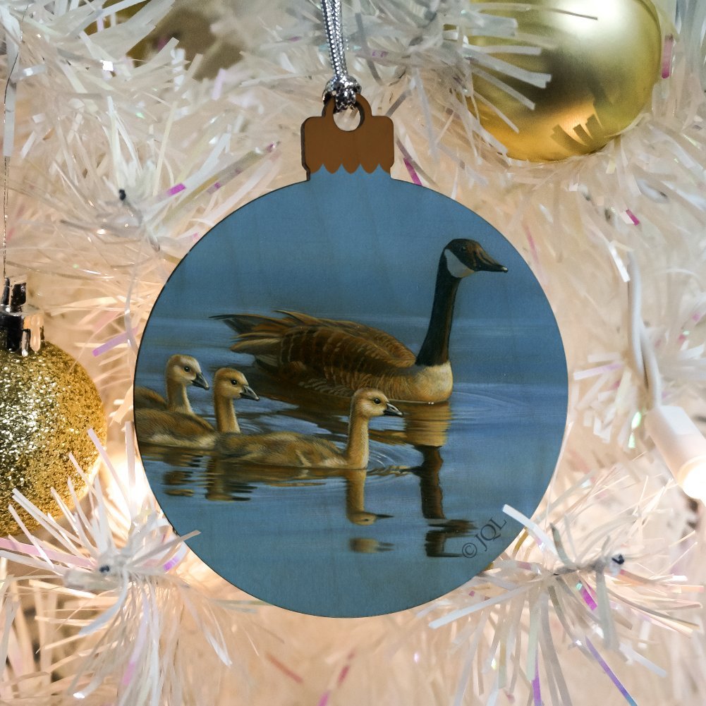 Canada Canadian Geese Family Wood Christmas Tree Holiday Ornament