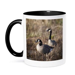 3drose usa oregon basket slough nwr pair of canada geese two tone mug, 11 oz, black