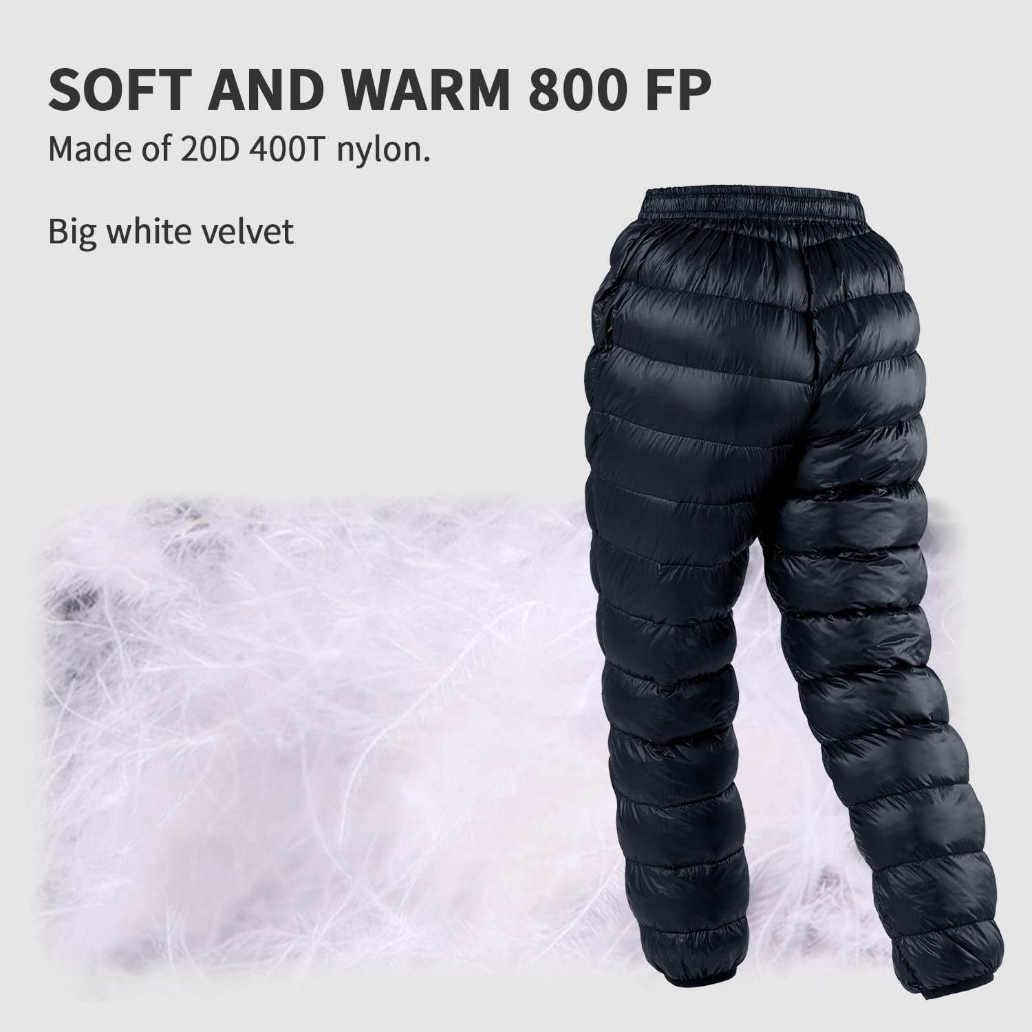 Naturehike DW Down Pants, Men's Women's Pants for Winter, 800FP Warm Windproof Puffy Pants, Hiking Pants for Men & Women