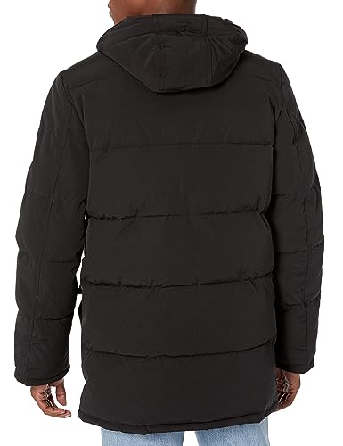 Tommy Hilfiger mens Arctic Cloth Full Length Quilted Snorkel Jacket Down Alternative Outerwear Coat, Black, Large US