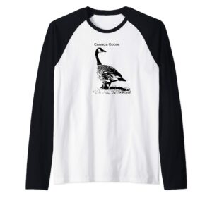 canada goose standing lookout waterfowl lover raglan baseball tee