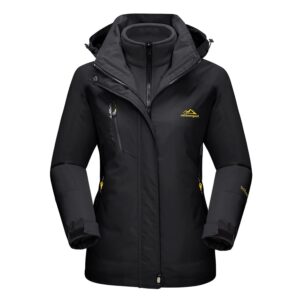 magcomsen women ski jacket waterproof winter jackets for women outdoor snow windbreaker jacket skiing wwomens jackets pure black xl