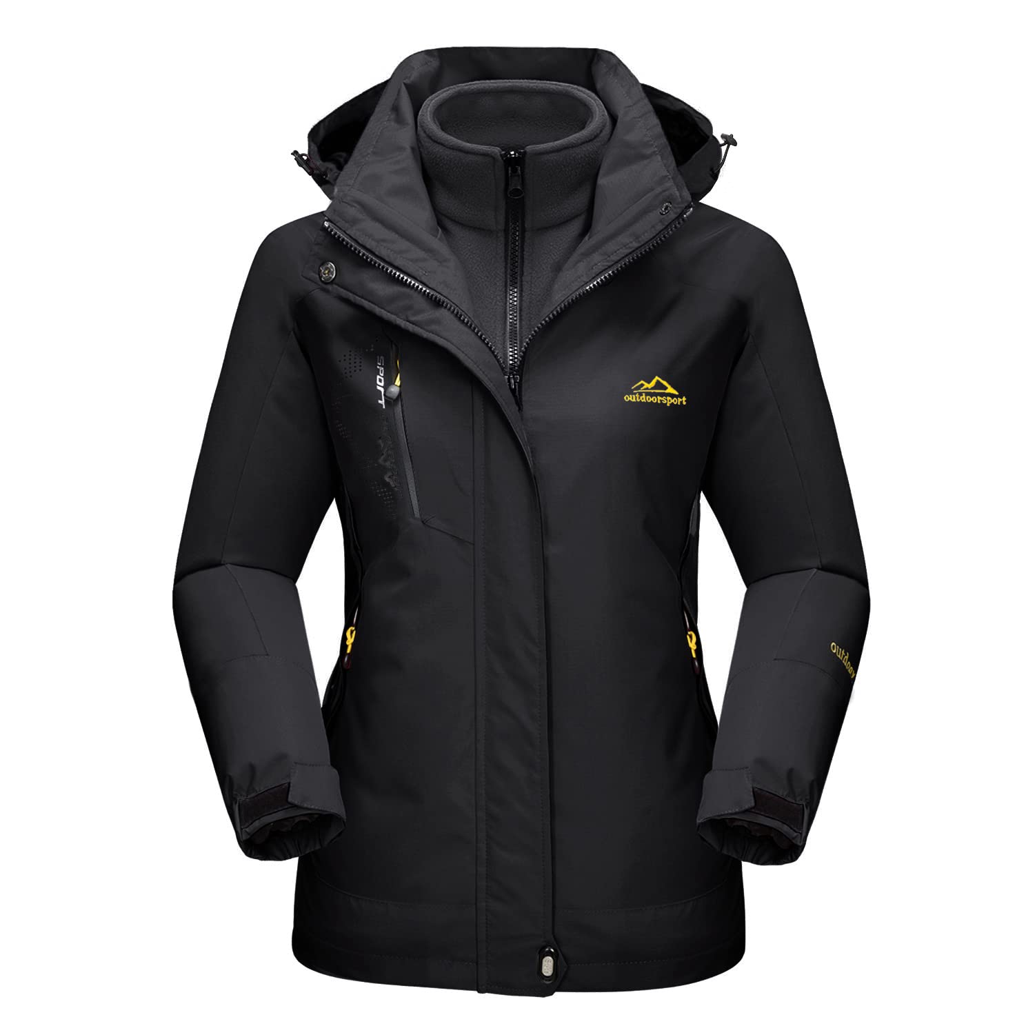 MAGCOMSEN Women Ski Jacket Waterproof Winter Jackets for Women Outdoor Snow Windbreaker Jacket Skiing WWomens Jackets Pure Black XL