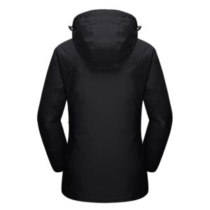 MAGCOMSEN Women Ski Jacket Waterproof Winter Jackets for Women Outdoor Snow Windbreaker Jacket Skiing WWomens Jackets Pure Black XL