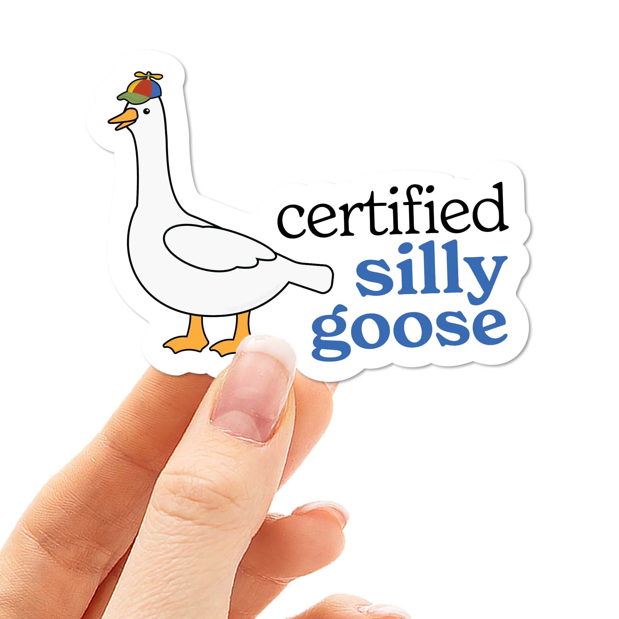 Certified Silly Goose Sticker for Water Bottle - Funny Meme Decal - Cute Propeller Hat Sticker for Tumblers