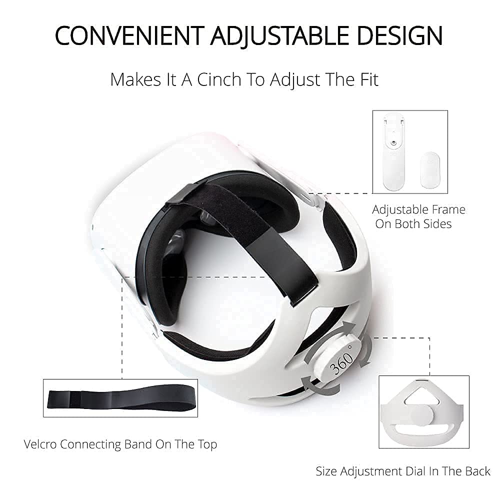 NIUVR Adjustable Head Strap Compatible with Quest 2 VR Headset，Replacement for Elite Strap，with Head Cushion Adjustable Comfortable Protective Strap，Reduce Pressure for Quest 2 Headset