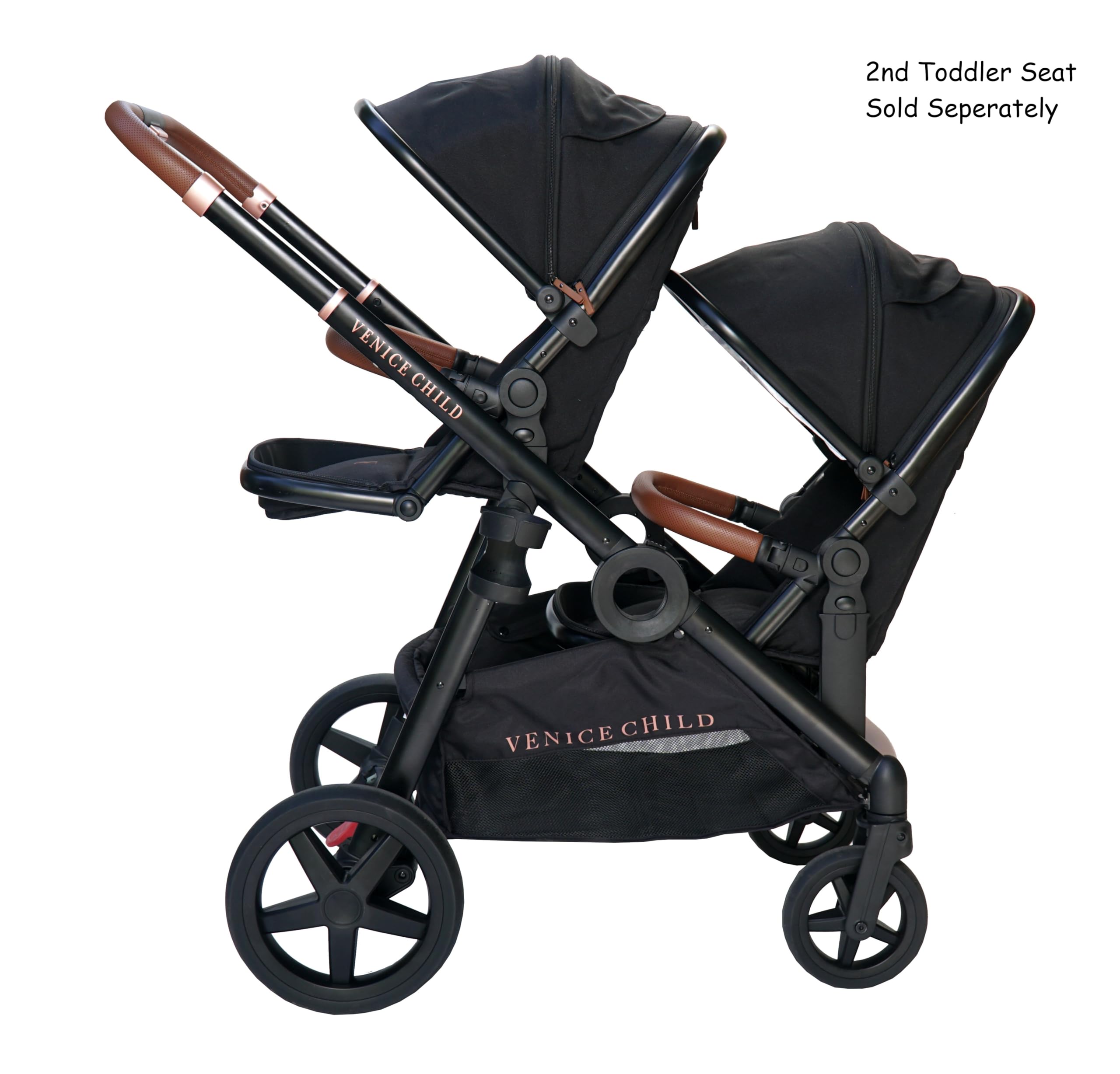 Venice Child Maverick - Single to Double Modular Stroller - Front or Rear Facing Toddler Seat & Car Seat Adapter, (Package 1, Eclipse Black)