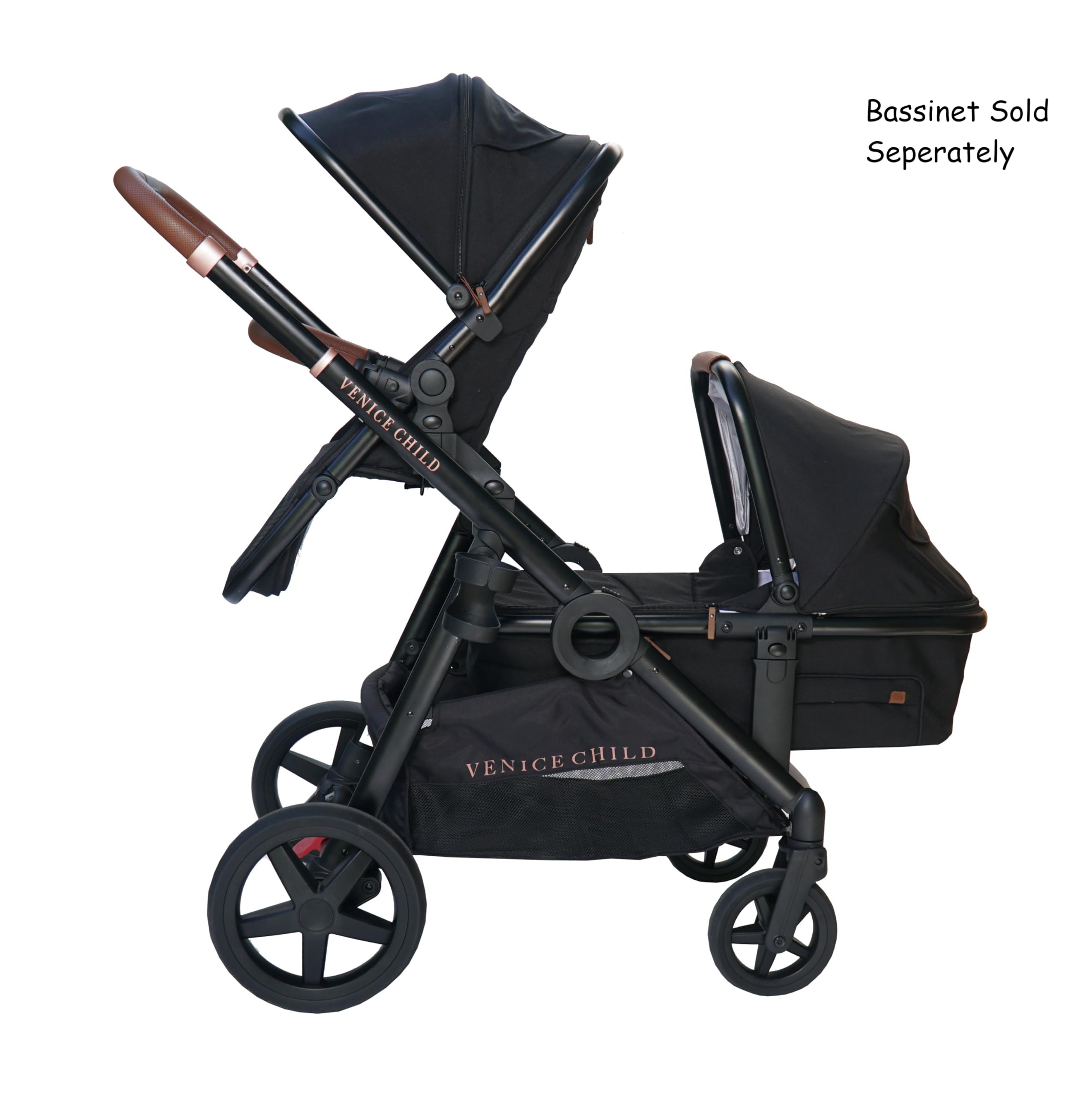 Venice Child Maverick - Single to Double Modular Stroller - Front or Rear Facing Toddler Seat & Car Seat Adapter, (Package 1, Eclipse Black)