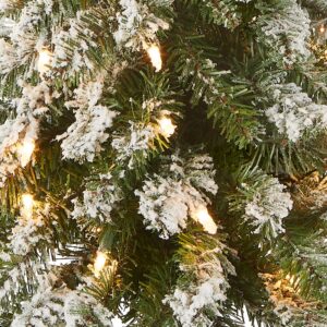 National Tree Company Pre-lit Artificial Mini Christmas Tree | Includes Pre-strung White Lights | Snowy Downswept Forestree - 3 ft