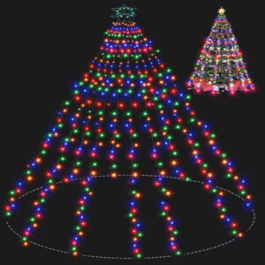 christmas tree lights christmas lights outdoor indoor 400led 9.84ft 10 lines christmas lights with 8 modes and timer, fairy tree lights for wedding home party 6ft - 9ft xmas tree decor(multicolor)