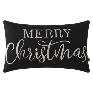 trendin christmas throw pillow cover 20x12 inch, black lumbar throw pillowcase, home chair office winter decorations linen cushion cover for sofa couch pl703tr