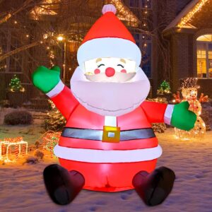 goosh 5 ft inflatable outdoor santa decoration with built-in leds for holiday yard and garden