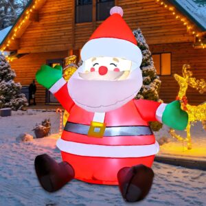 GOOSH 5 FT Inflatable Outdoor Santa Decoration with Built-in LEDs for Holiday Yard and Garden