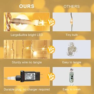 JMEXSUSS 300 LED Remote Control Curtain Lights, Plug in Fairy Curtain Lights Outdoor, Window Wall Hanging Curtain String Lights for Bedroom Backdrop Wedding Party Xmas Indoor Decor, Warm White